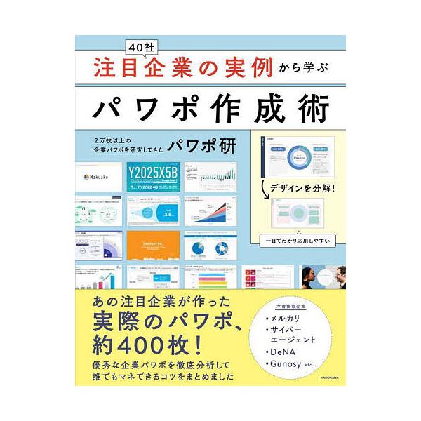 ※商品画像はイメージや仮デザインが含まれている場合があります。帯の有無など実際と異なる場合があります。著:パワポ研出版社:KADOKAWA発売日:2023年01月キーワード:注目企業の実例から学ぶパワポ作成術パワポ研 ちゆうもくきぎようのじ...