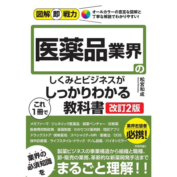 ※商品画像はイメージや仮デザインが含まれている場合があります。帯の有無など実際と異なる場合があります。著:松宮和成出版社:技術評論社発売日:2024年04月シリーズ名等:図解即戦力キーワード:医薬品業界のしくみとビジネスがこれ１冊でしっかり...
