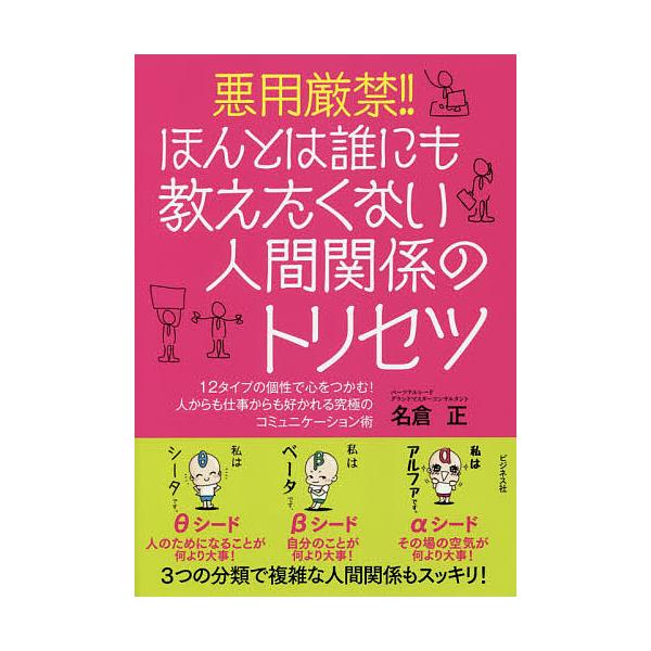 ※商品画像はイメージや仮デザインが含まれている場合があります。帯の有無など実際と異なる場合があります。著:名倉正出版社:ビジネス社発売日:2019年09月キーワード:悪用厳禁！！ほんとは誰にも教えたくない人間関係のトリセツ１２タイプの個性で...