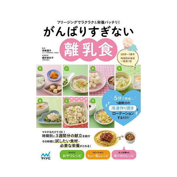 監修:伊東優子　料理:櫻井麻衣子出版社:マイナビ出版発売日:2021年07月キーワード:がんばりすぎない離乳食フリージングでラクラク＆栄養バッチリ！伊東優子櫻井麻衣子 子育て しつけ がんばりすぎないりにゆうしよくふりーじんぐでらくら ガン...