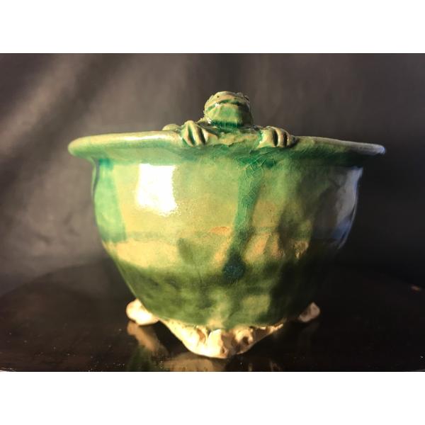 口径約125mm 高さ約75mm落款 正志２種類の釉薬が掛けられ雲足も完全手彫の鉢です。