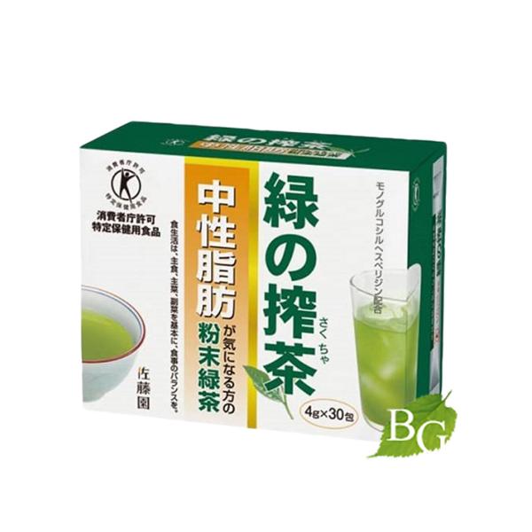 商品名:緑の搾茶 （中性脂肪）　　内容量等:120g（4g×30包）メーカー:株式会社 佐藤園生産国:日本製商品区分:ダイエット、健康 > 特定保健用食品(トクホ)