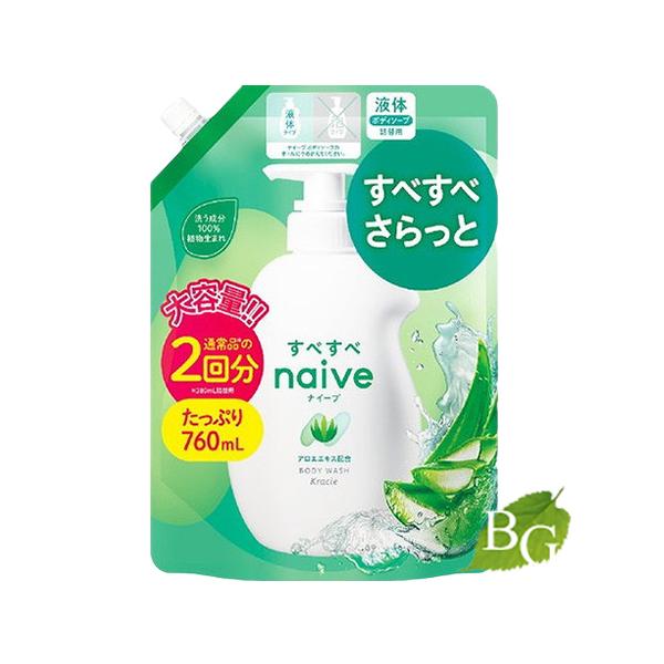 商品名:クラシエ ナイーブ　ボディソープ（アロエエキス配合）詰替用２回分内容量等:760mLメーカー:クラシエホームプロダクツ生産国:日本製商品区分:キッチン、日用品、文具 > バス、洗面所用品 > ボディソープ