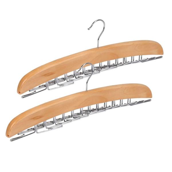 高品質な木製ハンガー(ナチュナルなメープル仕上)と錆びにくいクロムメッキを施した金属フックフック表面に金属光沢加工と耐久性を持たせ、外観と耐食性を兼ね備えた施工技術で、頑丈で耐久性があります取り出しにも便利な360度回転フック、簡単にクロー...