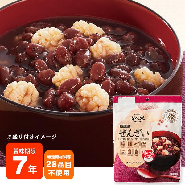 内容量 / 出来上がり量:145 ｇ／袋原材料ぜんざい：砂糖（国内製造）、小豆、食塩おこげ：もち米（国産）、植物油、食塩／酸化防止剤（ビタミンＥ）アレルギー情報:食物アレルギー特定原材料等28品目不使用コンタミ情報:食物アレルギー特定原材料...