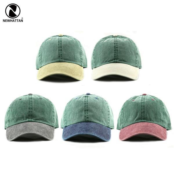 Two-Toned Pigment Dyed Cotton Baseball Cap【ブランド】NEWHATTAN（ニューハッタン）【品番】1201【素材】綿100%【カラー】グリーン×カーキ/Green×Khakiグリーン×サンド/Gre...