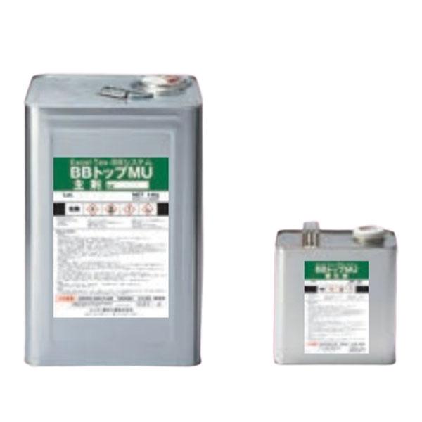 ※ユニオン建材の製品は九州への出荷は不可です。（他の地域の出荷規制はありません）ご注意ください。BBトップMU 16kgセット（主剤14kg缶、硬化剤2kg缶）のページです。弱溶剤系。2液反応硬化形ウレタン樹脂塗料です。標準色#グレー（日塗...