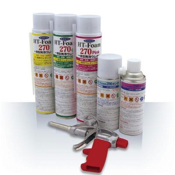 270・290・210 ガンセットのページです。専用ガン210に装着して作業ができる1液型発泡ウレタンのセットとなります。セット内容は以下の通りです。270：交換可能なクリーム・ピンク・グリーンの３色のウレタンフォーム 2本210：専用ガン...