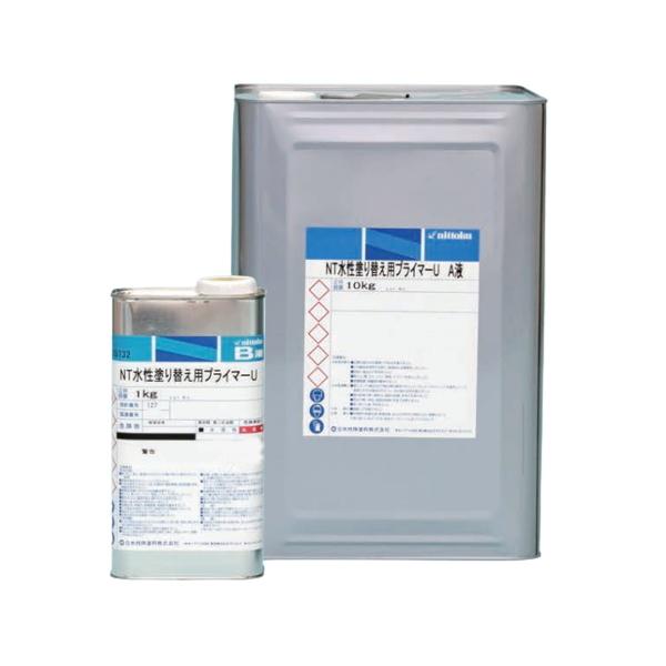 日本特殊塗料のNT水性塗替え用プライマーU 11kg/setはウレタン系防水、弾性ウレタン床材の改修用プライマーとして用いるプライマーです。1setで標準塗布量 0.1kg/平米で、110平米使うことが出来ます。