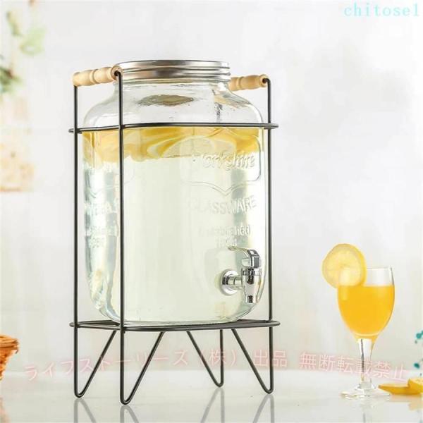 &amp;amp;#129380;【信頼性の高い品質】飲料デカンターは厚手の鉛フリーガラス、蓋は金属素材＋鉄と木製のブラケットで作られています。40度以上の水を入れないでください。環境にやさしく、無臭のガラス保存ボトル、防湿?防塵?防虫?キ...