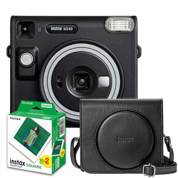 フィルム20枚＋本体＋カメラケース付き<BR>フジフィルムチェキスクエア instax SQUARE SQ40富士フィルムチェキスクエア instax SQUARE SQ40 ブラックわたしの今はスクエアで切り取る。人気のスクエ...