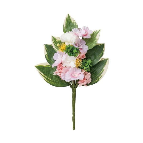 ピンクの桜がやさしいイメージの仏花です。桜と背中の葉はアートフラワーです。■15×8×30cm仏花1個■箱サイズ:17.5×8.3×27.6cm【用途】仏事 香典返し 法事 法要 志