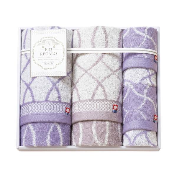 落ち着いた色合いでモダンなデザインのタオルです。タオルの名産地・今治で織り上げたタオルは使いはじめから吸水性が良くふんわりした風合いが長続きします。■33×75cmフェイスタオル2枚・30×33cmウォッシュタオル2枚・綿100%■箱サイズ...