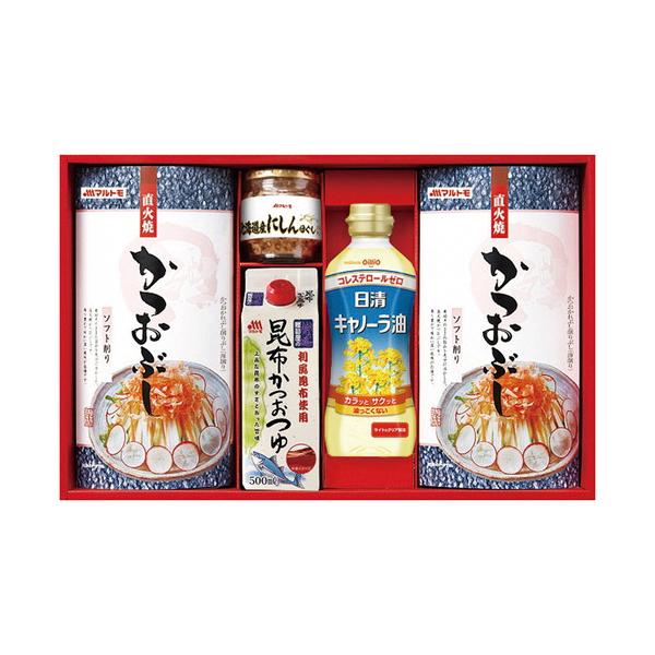 こだわりのかつお節削りパックと便利な調味料の詰め合わせです。■直火焼ソフトパック(2.5g×7袋)2箱・昆布かつおつゆ500ml・日清キャノーラ油350g各1本・北海道産にしんほぐし50g×1瓶■箱サイズ:43×8.3×27.7cm【用途】...