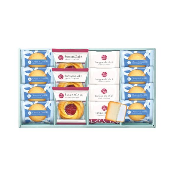 ロシアケーキとラングドシャ・チョコインクッキーのスイーツ詰合せ■ロシアケーキブルーベリーサン×3、ラングドシャ×4、チョコインクッキー×8■箱サイズ:19.3×34.7×4.2cm【用途】引出物 結婚祝 出産祝 仏事 快気 新築 記念 贈答...
