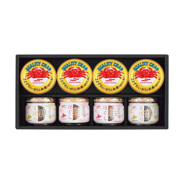 甘味と食感のある肉質が特徴のまるずわいがにと、人気のある「鮭」、「鶏」の2種類の瓶詰を詰め合わせた贅沢なバラエティセットです。■まるずわいがにほぐしみ55g×4、鮭ほぐし45g×2、鶏そぼろ45g×2■箱サイズ:33.5×17×7.8【用途...