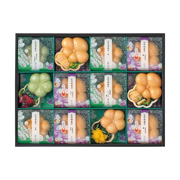 香ばしい最中種に滋味調整した具材を合わせたお茶漬と京野菜お吸物の詰合せ。お茶・お湯を入れるだけで簡単に上品な京風お茶漬・お吸物になります。■お茶漬(賀茂なすしば漬け・聖護院だいこん漬け×各2、梅・紅鮭×各1)、お吸物(九条ねぎ(ゆば・鯛)×...