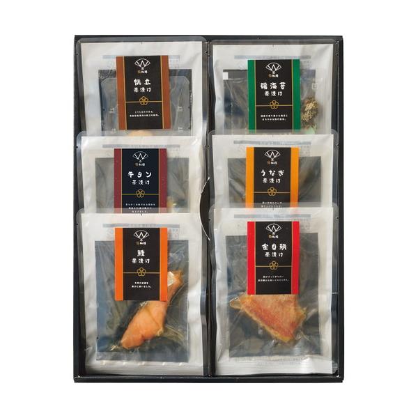 機内食でも採用された本格出汁茶漬けのセットです。大きな具材と、出汁にもこだわり、贅沢なひとときを堪能いただけます。お湯を注ぐだけで本格だし茶漬けをぜひ。■お茶漬け(金目鯛・鮭・厚切牛タン・帆立・磯海苔・鰻)各1、だしつゆ×6、具材×6■箱サ...