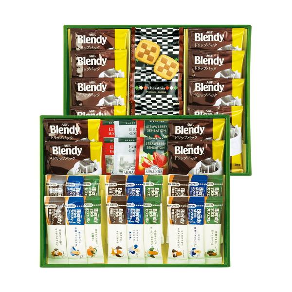 心安らぐ時間においしい洋菓子を添えて。■チェスティアクッキー×15・AGFブレンディコーヒー(ドリップ式)7g×12・紅茶(アールグレイ・ブレックファースト・ストロベリー)2g×各2・AGFブレンディスティック(エスプレッソオレ5.8g・カ...