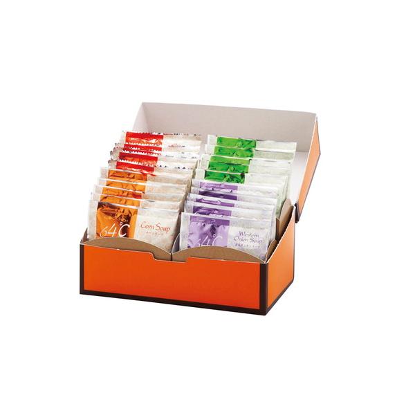 64℃スープを温かくおいしく感じられ、体温上昇にもつながる温度が64度と言われています。シーンに合わせて味わい選べる、 4種類。中華わかめスープ洋風オニオンスープコーンスープ欧風野菜スープ化粧箱を開ければ、小分けして置ける小箱タイプになって...