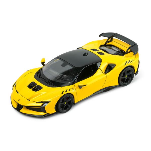 ブラーゴ 1/24スケール SF90XXストラダーレ■商品スペック対象年齢：6歳以上メーカー：Bburago（ブラーゴ)/ダイキャスト製スケール：1/24ボディカラー：イエロー可動パーツ：ドア透明ケース：なし台座：なし/簡易紙台座外箱：ウイ...