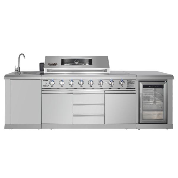 ブランド名/品番 Branch Grill / HG6006【詳細】屋外専用　システムキッチン BBQガスグリル　HG6006高品質ステンレス304製 水道シンク水栓　冷蔵庫付き6連バーナー+リアバーナー　サイドコンロ搭載　ロテサリーモータ...