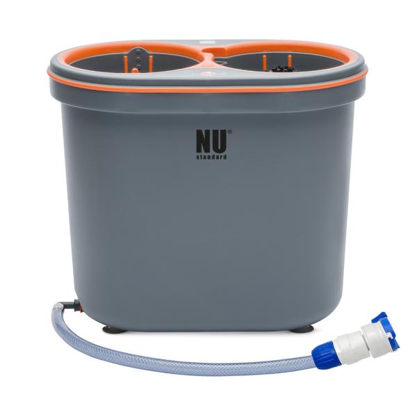 シュプールボーイ　NUはダブルシャワー機能！水しぶきが飛びにくい機能！簡単にしかもエレガントにビールジョッキ・ワイングラス・焼酎グラス用など深さ２４センチまでのあらゆるグラスを洗浄します。早くて簡単：グラスを上下に素早く４〜７回動かし洗浄容...