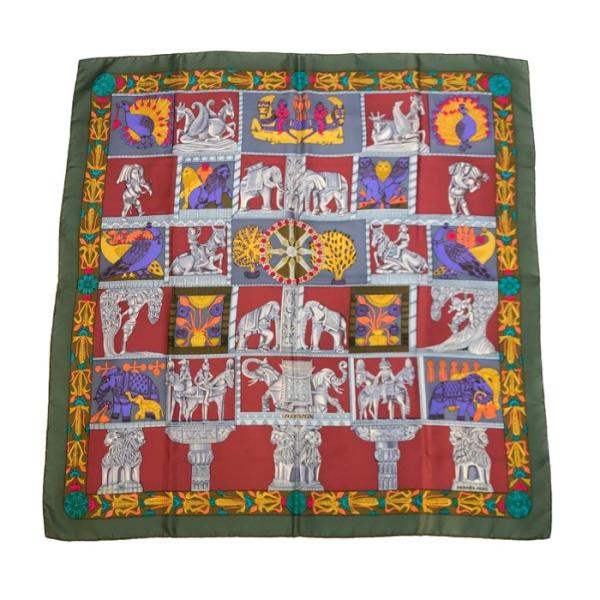 ■商品情報【管理番号】015519w【ブランド】HERMES/エルメス【アイテム】スカーフ【対象】レディース【表記カラー】マルチカラー【素材】シルク【サイズ】横：約880mm縦：約880mm【付属品】なし【商品説明】【管理番号】　01551...