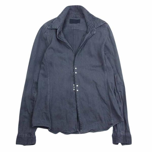 ■商品情報[商品名]junhashimoto ジュンハシモト SHT004 1061510004 フック 襟付き デニム 長袖 シャツ ブラック系 2【中古】[カラー]ブラック系[サイズ]x 厚み約cm表記サイズ：2肩幅：約39cm着丈：約...