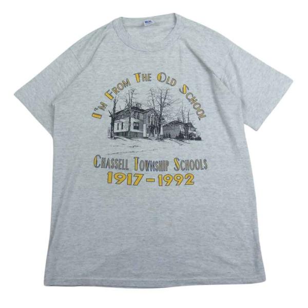 ■商品情報[商品名]ラッセル アスレチック Russell Athletic 80s CHASSEL TOWNSHIP SCHOOLS プリント 半袖 Tシャツ グレー系 L【中古】[カラー]グレー系[サイズ]表記サイズ：Lx 厚み約cm肩...