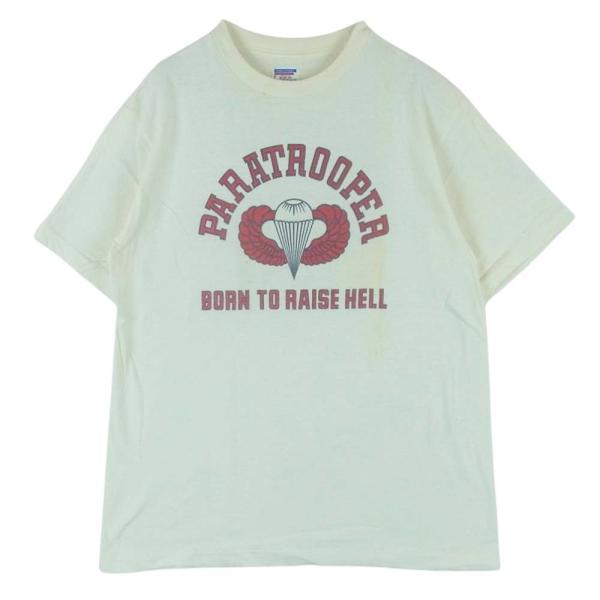 ■商品情報[商品名]ダブルワークス DUBBLE WORKS PARATROOPER BORN TO RAISE HELL プリント 半袖 Tシャツ オフホワイト系 M【中古】[カラー]オフホワイト系[サイズ]表記サイズ：Mx 厚み約cm肩...