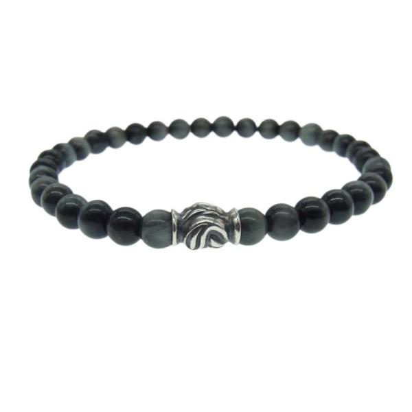 ■商品情報[商品名]LONE ONES ロンワンズ MFSB-0003-R-M 販売証明書カード付 イーグルビード S イーグルアイ 6mm ストーン ビーズ ブレスレット 【中古】[カラー]グレー系 ブラック系[サイズ]W約0.6cm全長...