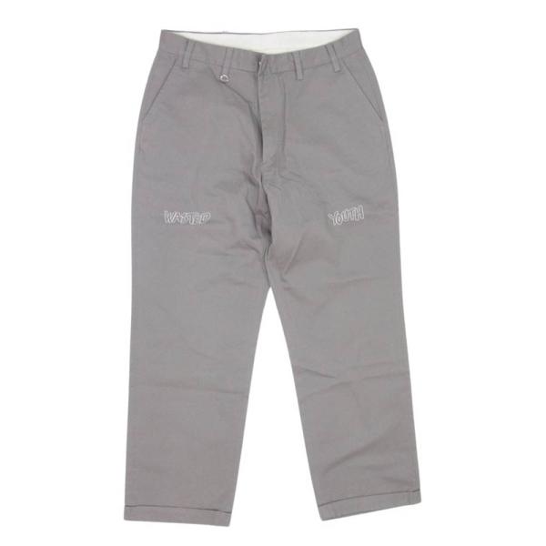 ■商品情報[商品名]ウェステッドユース Wasted Youth WY26PT002 CHINO PANTS ロゴ刺繍 ダブル チノパンツ グレー系 XL【中古】[カラー]グレー系[サイズ]表記サイズ：XLx 厚み約cmウエスト：約87cm...