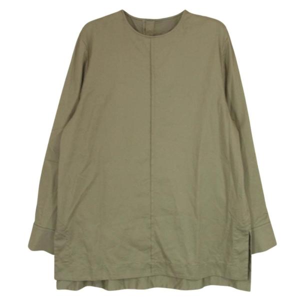 ■商品情報[商品名]BALLSEY ボールジー 無地 ボタン コットン ポリウレタン 長袖 ロングスリーブ シャツ ブラウス カーキ系 36【中古】[カラー]カーキ系[サイズ]表記サイズ：36x 厚み約cm肩幅：約41cm着丈：約71cm身...