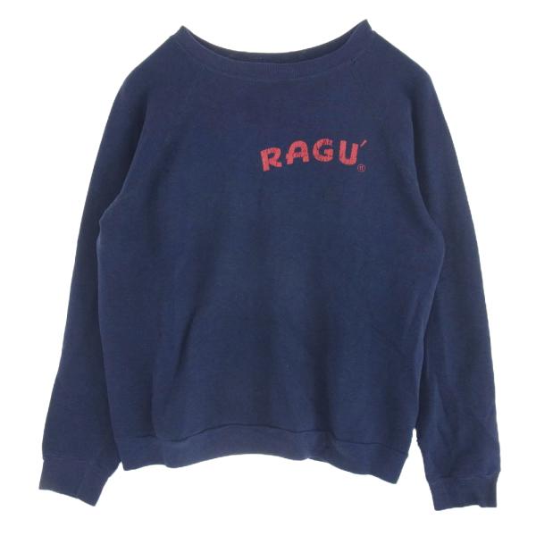 ■商品情報[商品名]ヴィンテージ Vintage ヴィンテージ RAGU ラグーソース 企業ロゴ プリント スウェット ネイビー系【中古】[カラー]ネイビー系[サイズ]x 厚み約cm着丈：約52cm身幅：約50cm裄丈：約73cm[付属品]...