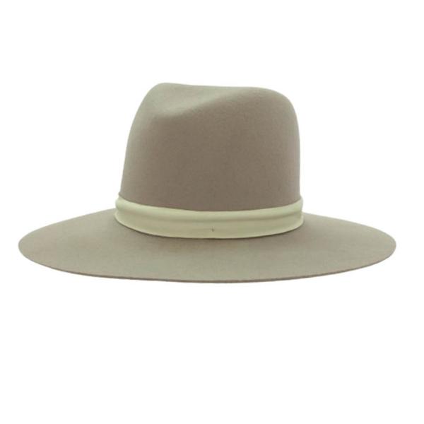 ■商品情報[商品名]ジャネッサレオン Janessa Leone ウール レザー ベルト ハット ライトグレー【中古】[カラー]グレー系[サイズ]x 厚み約cm高さ：約14cm頭回り：約55cmつば長さ：約9cm[付属品]なし[状態・コンデ...