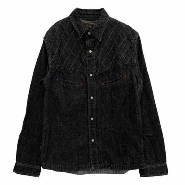■商品情報[商品名]GERUGA ゲルガ GR-S-91 QUILTING HEAVY WESTERN SHIRTS キルト デニム ウエスタン シャツ ブラック系 2【中古】[カラー]ブラック系[サイズ]x 厚み約cm表記サイズ：2肩幅：...
