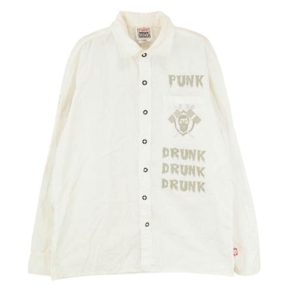 ■商品情報[商品名]パンクドランカーズ PUNK DRUNKERS PKDS レギュラーカラー 長袖 シャツ ホワイト系 L【中古】[カラー]ホワイト系[サイズ]表記サイズ：Lx 厚み約cm肩幅：約46cm着丈：約69cm身幅：約57cm袖...