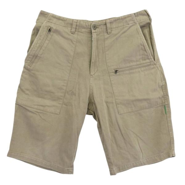 ■商品情報[商品名]GOODENOUGH グッドイナフ バックポケット ショーツ ショートパンツ グリーン ピスタグ カーキ系 L【中古】[カラー]カーキ系[サイズ]表記サイズ：Lx 厚み約cmウエスト：約87cm股上：約33.5cm股下：...