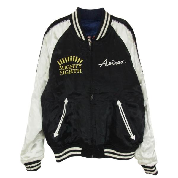 ■商品情報[商品名]AVIREX アヴィレックス 6152222 MIGHTY EIGHTH REVERSIBLE JACKET リバーシブル スカジャン ジャケット ブラック系 M【中古】[カラー]ブラック系[サイズ]表記サイズ：Mx 厚...