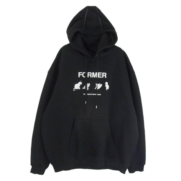 ■商品情報[商品名]フォーマー FORMER ロゴ プリント プルオーバー パーカー ブラック系 XL【中古】[カラー]ブラック系[サイズ]表記サイズ：XLx 厚み約cm肩幅：約61cm着丈：約68cm身幅：約67cm袖丈：約61cm[付属...