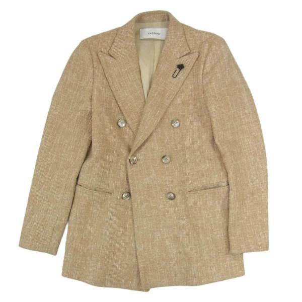 ■商品情報[商品名]LARDINI ラルディーニ 新型ブートニエール ダブルブレスト ピークドラペル テーラード ジャケット ブラウン系 40【中古】[カラー]ブラウン系[サイズ]表記サイズ：40x 厚み約cm肩幅：約39cm着丈：約68c...