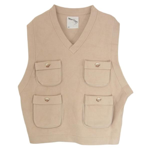 ■商品情報[商品名]アンバーグリーム AMBER GLEAM 1174141313 × VOO Fisherman Knit Vest  レーヨン痕 フィッシャーマンニット ベスト FREE【中古】[カラー]ベージュ系[サイズ]x 厚み約c...