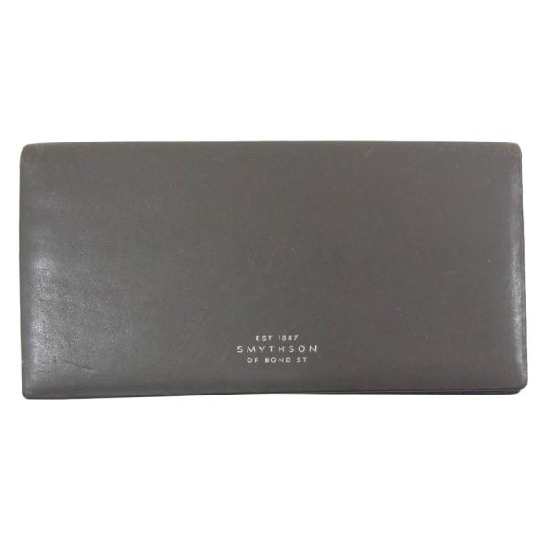 ■商品情報[商品名]SMYTHSON スマイソン レザー ロングウォレット 札入れ 長財布 グレー系【中古】[カラー]グレー系[サイズ]約9.3cm x 18.5cmx 厚み約cm[付属品]箱[状態・コンディション]ランク B 中古品-可弊...