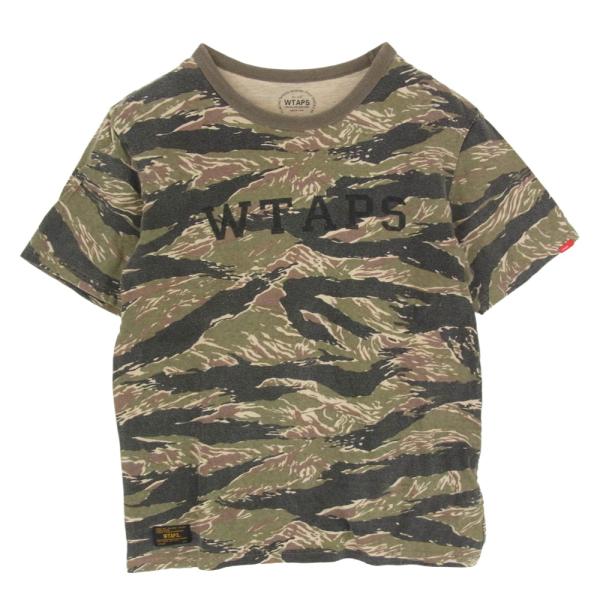 ■商品情報[商品名]WTAPS ダブルタップス 12SS 121ATDT-CSM01S RINGER TEE .COTTON.CAMO タイガーストライプカモ ランニング Tシャツ 半袖カットソー【中古】[カラー]カーキ系[サイズ]x 厚み...