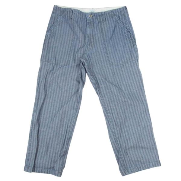 ■商品情報[商品名]POST OVERALLS ポストオーバーオールズ ヘリンボーン ベイカー パンツ ブルー系 サイズ表記無【中古】[カラー]ブルー系[サイズ]x 厚み約cm表記サイズ：サイズ表記無ウエスト：約84cm股上：約29cm股下...