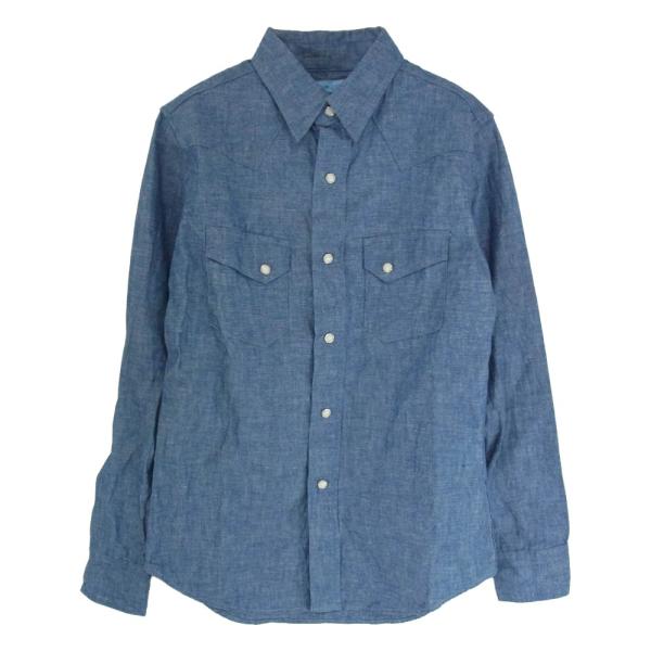 ■商品情報[商品名]WAREHOUSE ウエアハウス NO-MORE NO-LESS ノーモアノーレス ウエスタン シャンブレー 長袖 シャツ インディゴブルー系 34【中古】[カラー]インディゴブルー系[サイズ]表記サイズ：34x 厚み約...