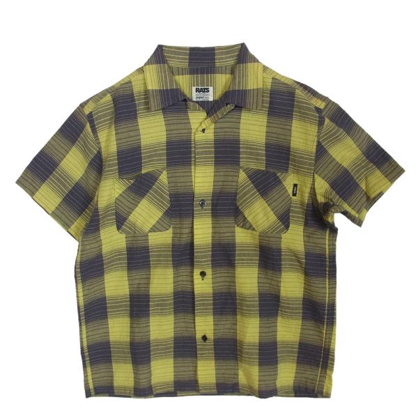 ■商品情報[商品名]RATS ラッツ 15SS 15RS-0605 CHECK S/S SHIRTS オープンカラー ブロック チェック 半袖シャツ イエロー系 S【中古】[カラー]イエロー系[サイズ]表記サイズ：Sx 厚み約cm肩幅：約4...