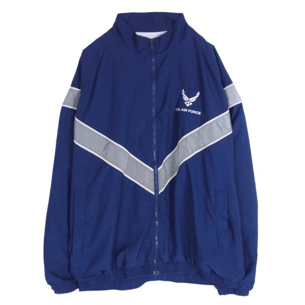 ■商品情報[商品名]米軍 U.S. AIR FORCE BISM製 USAF Training Jacket 米空軍 トレーニング ナイロン ジャケット ネイビー系 L【中古】[カラー]ネイビー系[サイズ]表記サイズ：Lx 厚み約cm着丈：...