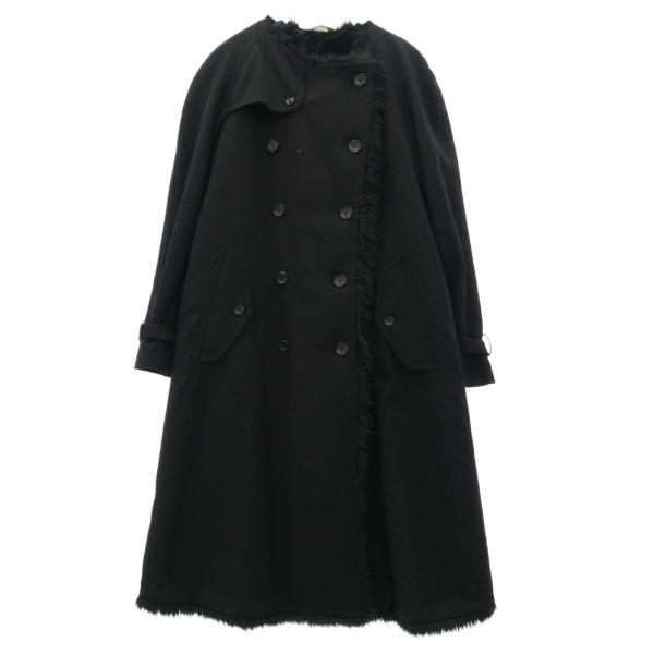 ■商品情報[商品名]COMME des GARCONS HOMME PLUS コムデギャルソンオムプリュス 23AW PL-C005 裏フェイクファー ノーカラー ウールトレンチコート【中古】[カラー]ブラック系[サイズ]表記サイズ：Mx ...